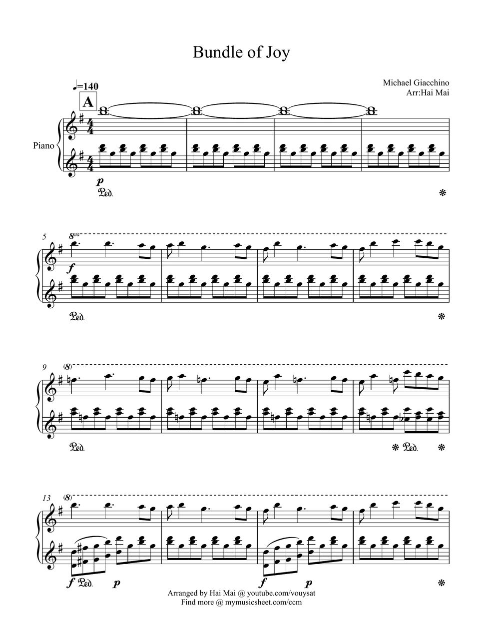 Michael Giacchino - Bundle of Joy for Piano Partitura by Hai Mai