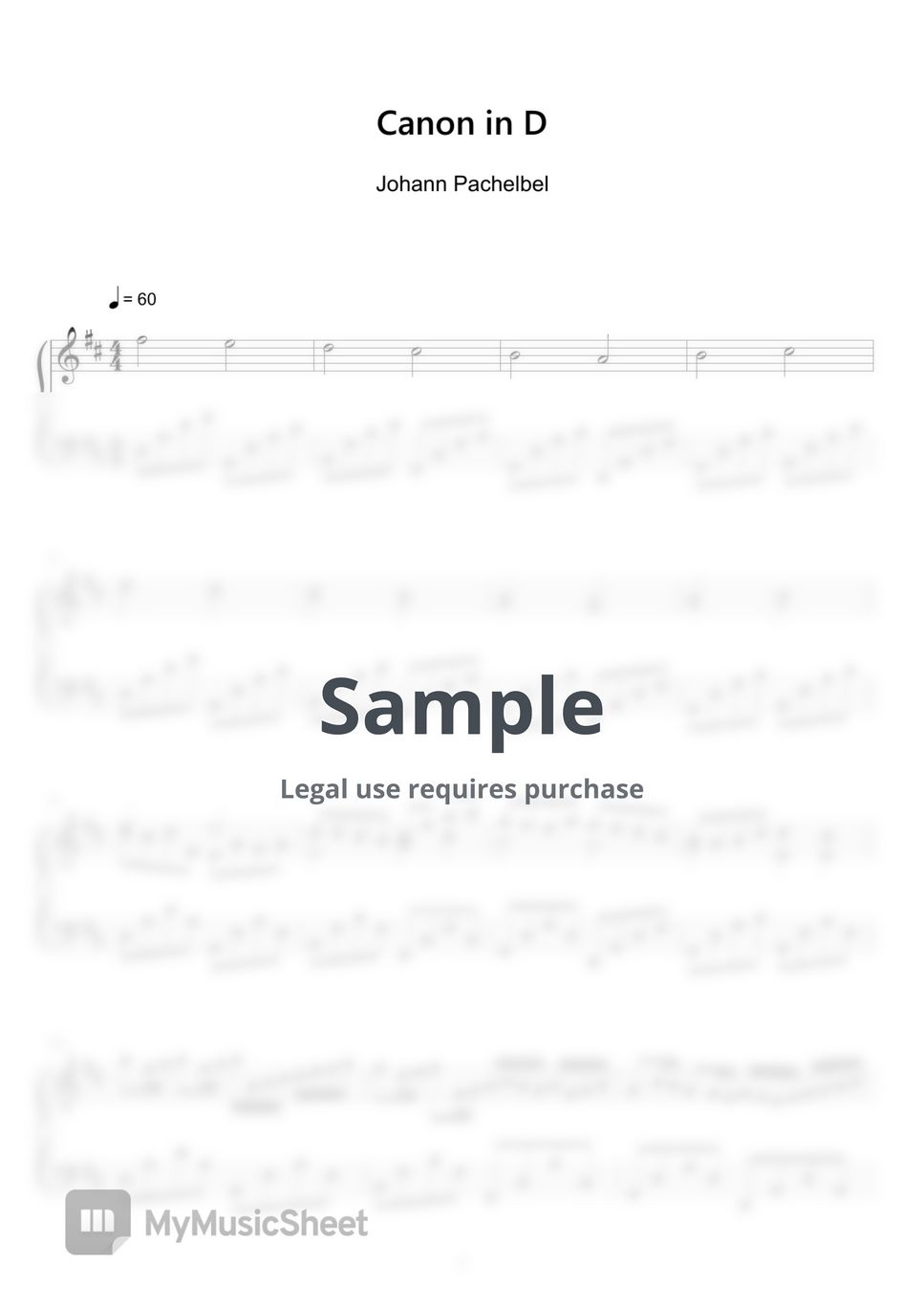 Johann Pachelbel - Canon in D (sheet music, midi) Sheet Music by sayu