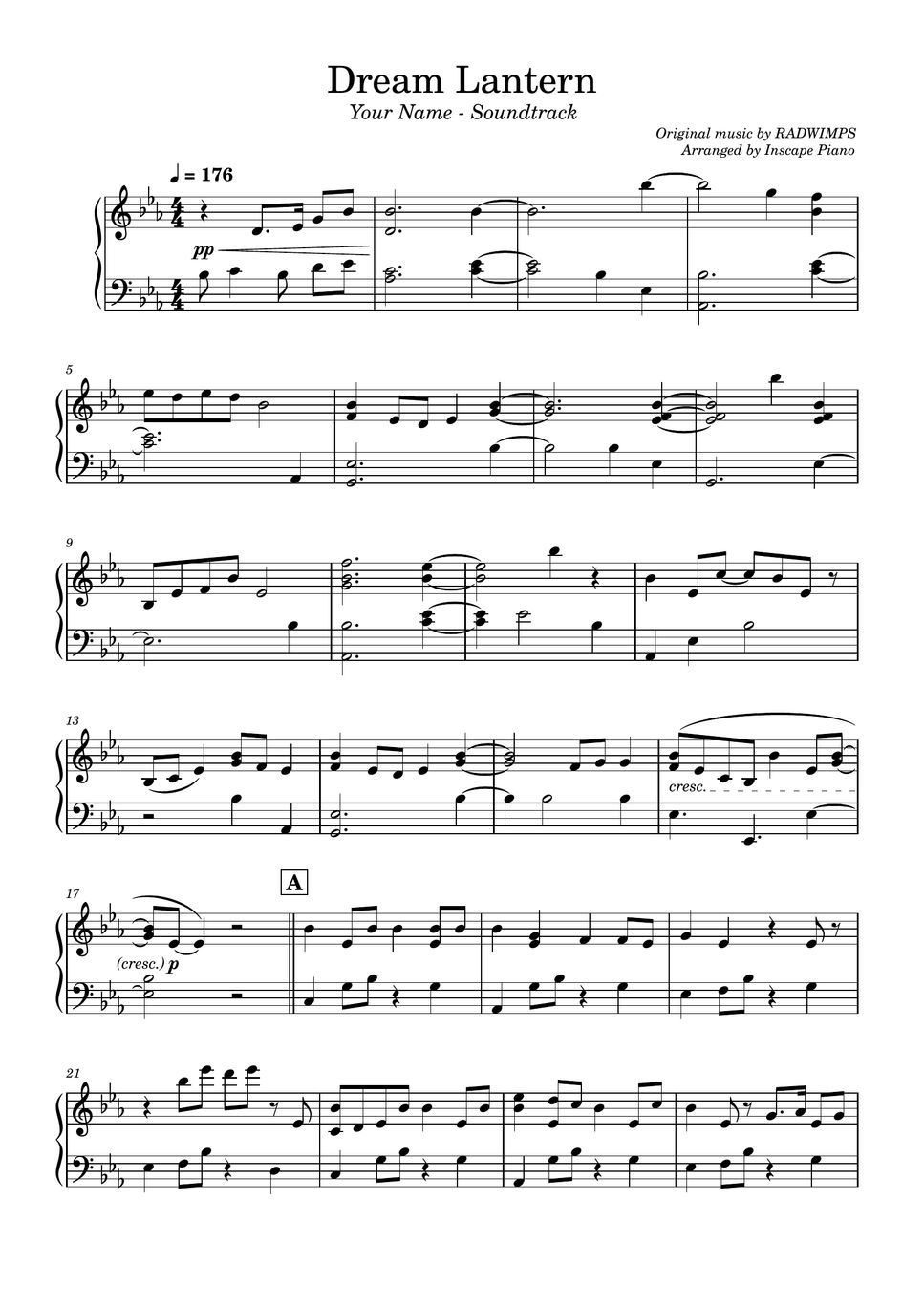 RADWIMPS - Dream Lantern Sheets by Inscape Piano