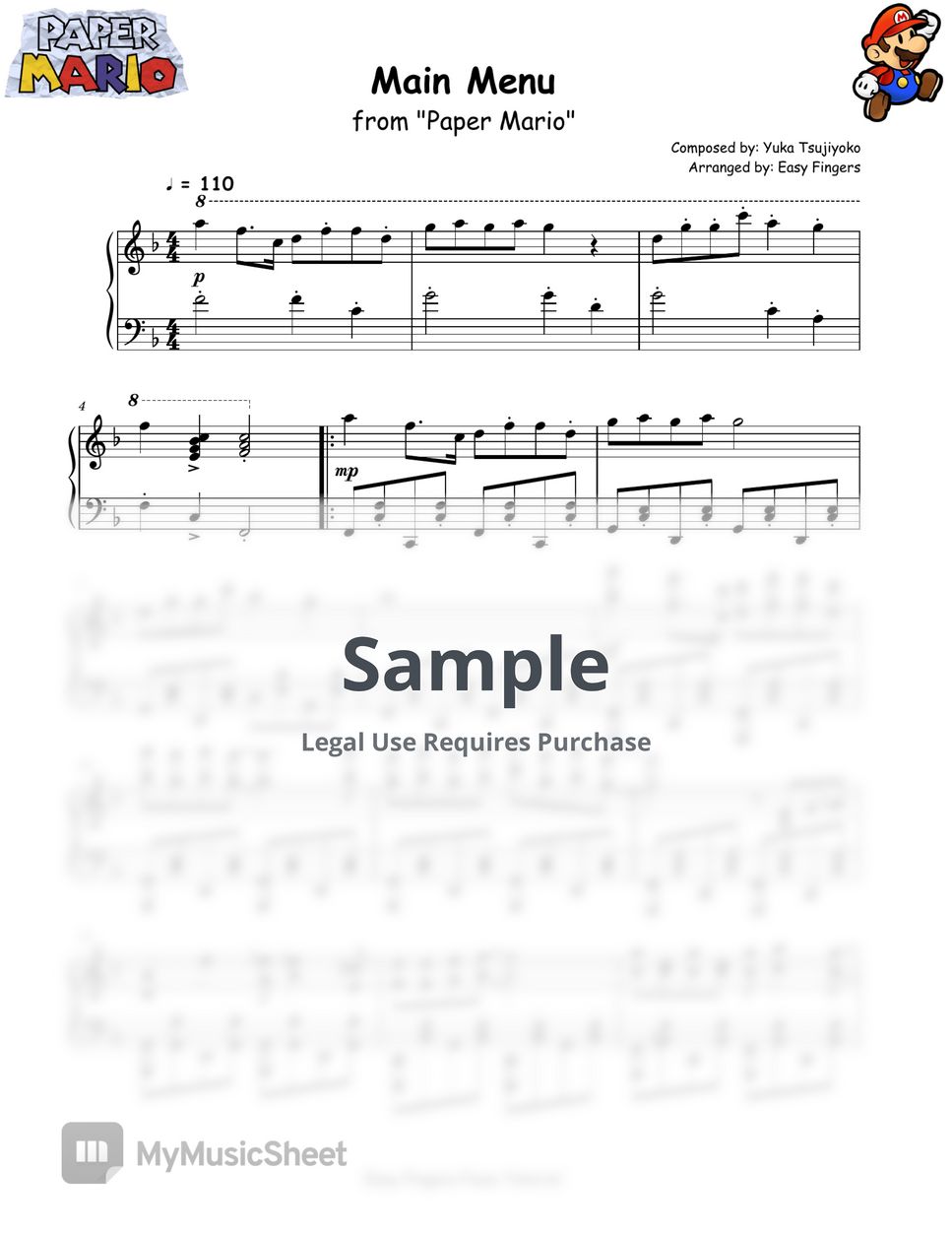 Yuka Tsujiyoko - Paper Mario - Theme Sheet Music by Easy Fingers