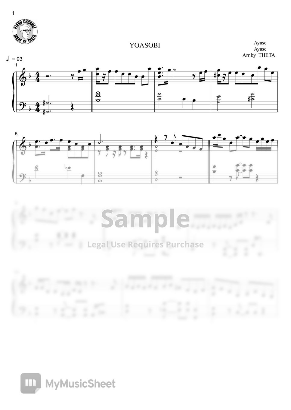 YOASOBI - Tabun Sheet Music by THETA PIANO