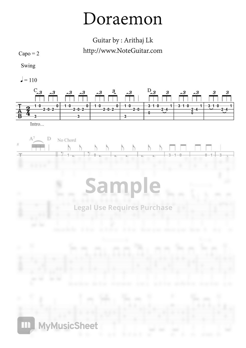 Doramon Ost. - Doraemon - Fingerstyle Guitar TAB by Arithaj Lk