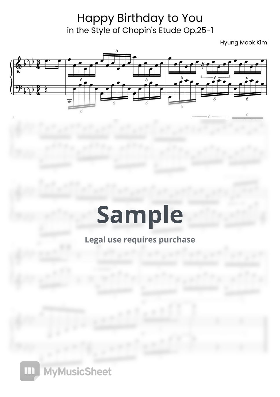 Hyung Mook Kim - Happy Birthday to You in the Style of Chopin's Etude Op.25-1 악보