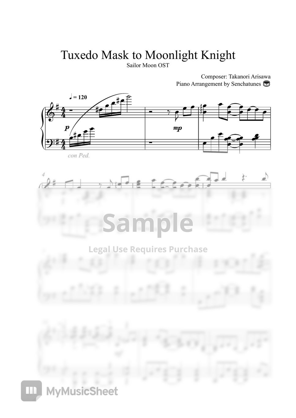 Sailor Moon - Tuxedo Mask to Moonlight Knight 樂譜