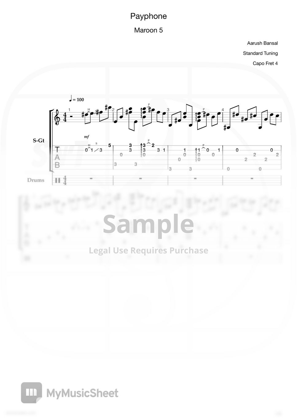 Maroon 5 Payphone 악보 By Aarush Bansal