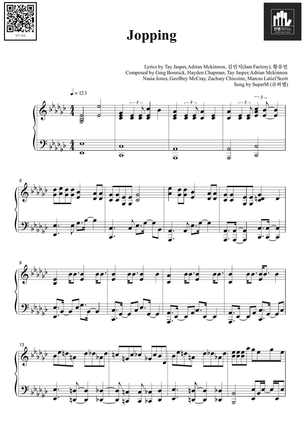 SuperM (슈퍼엠) - Jopping [PIANO COVER] Sheet