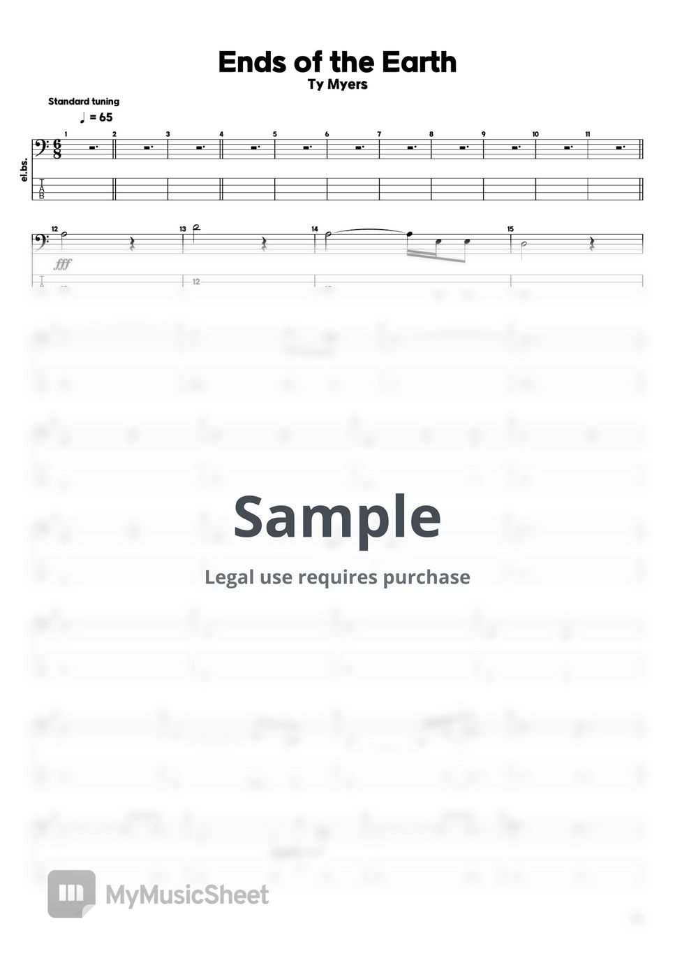 Ty Myers - Ends of the Earth Tab + 1staff by BassBlur