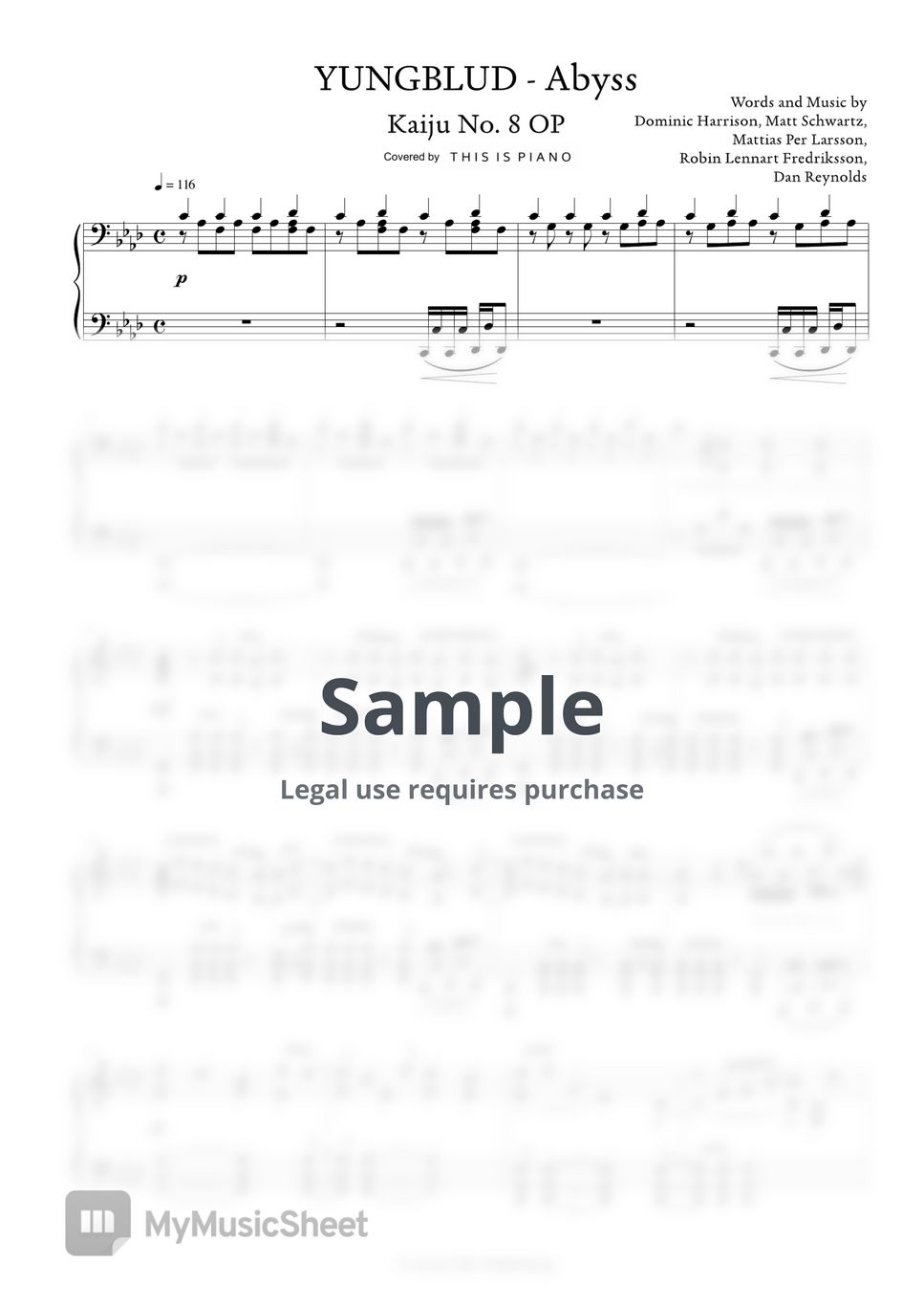 YUNGBLUD - Abyss (Kaiju No.8 OP) Sheets by THIS IS PIANO