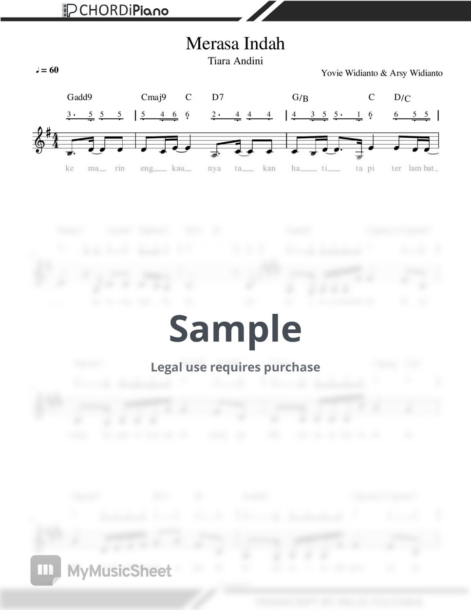 Tiara Andini - Merasa Indah Sheet Music by heldi Yuliyana