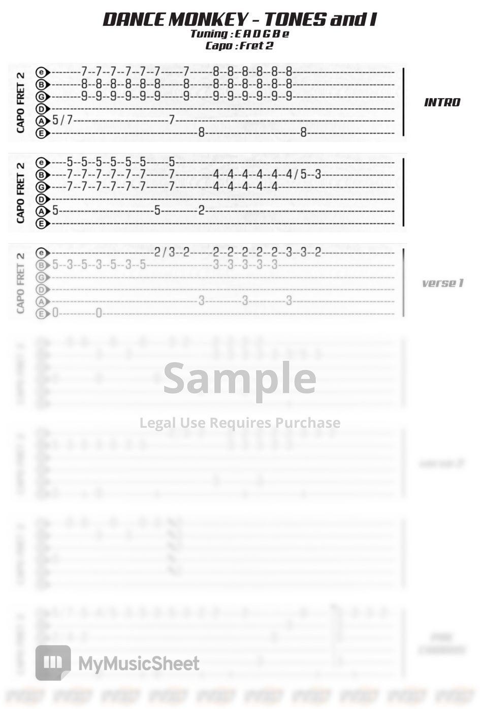 TONES AND I - Dance Monkey Sheet Music by vvxoFingerstyleTab