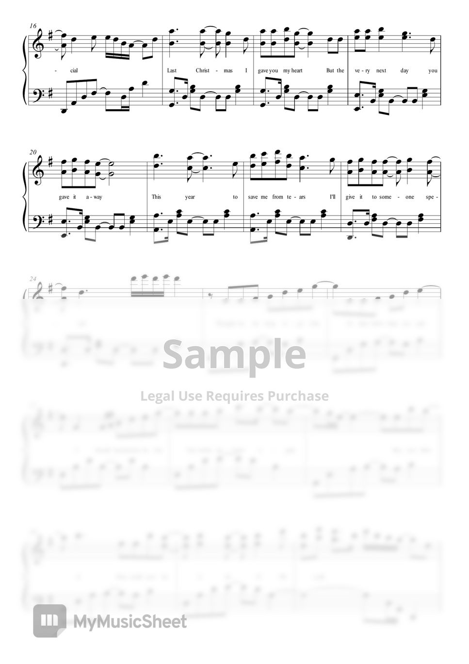 Ariana Grande - Last Christmas (피아노 커버) Piano Sheet Music PDF | 한뼘피아노 ...