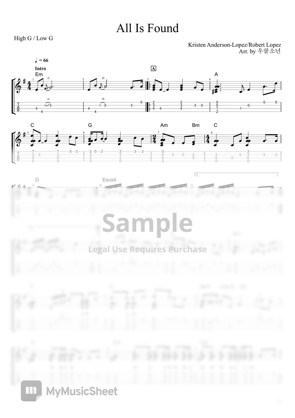 Frozen2 OST - All Is Found Sheets by 우쿨소년