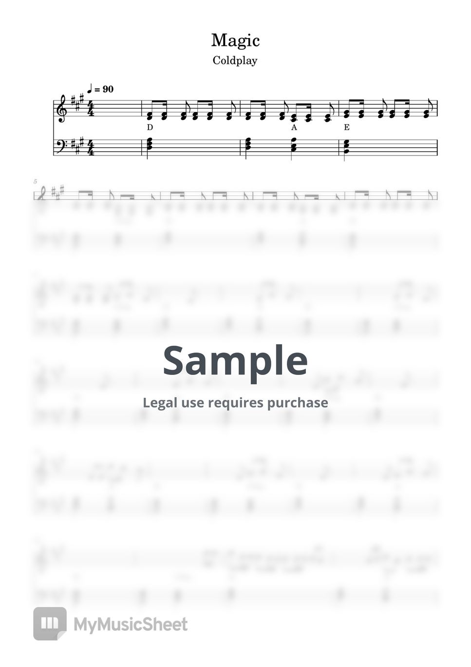 Coldplay - Magic Sheet Music by Will Adagio