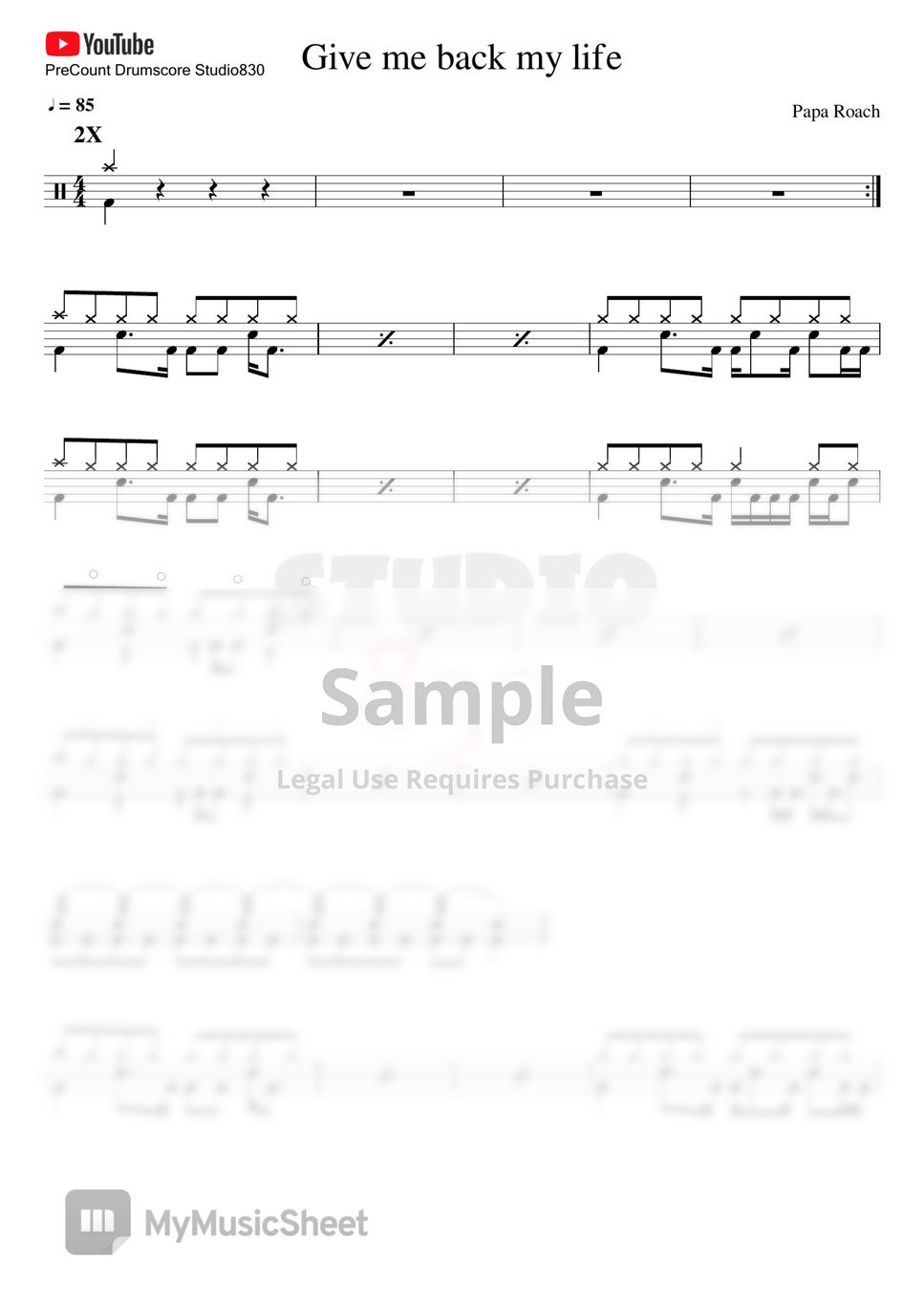 Papa Roach - Give_me_back_my_life Sheets by Studio830