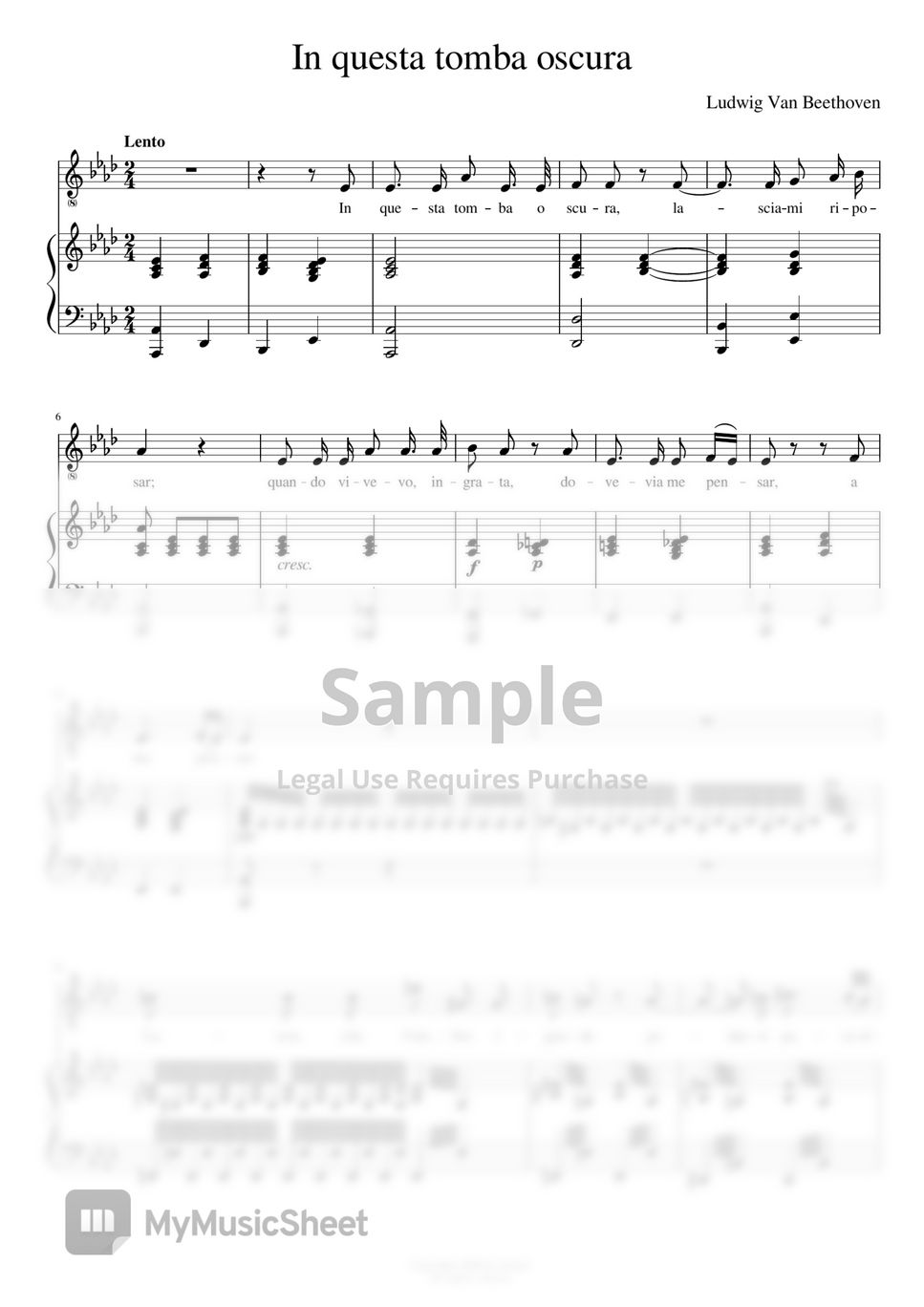 L.V.Beethoven - In questa tomba oscura (Abmaj) Sheets by noten(노튼)