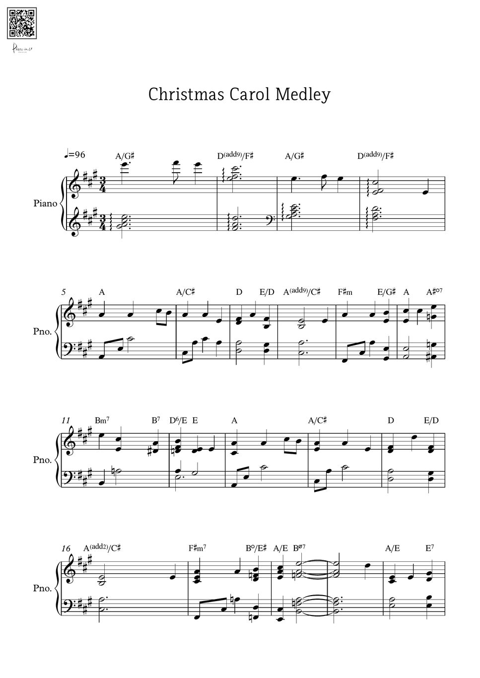 Christmas - Carol Medley Sheet by PIANOiNU