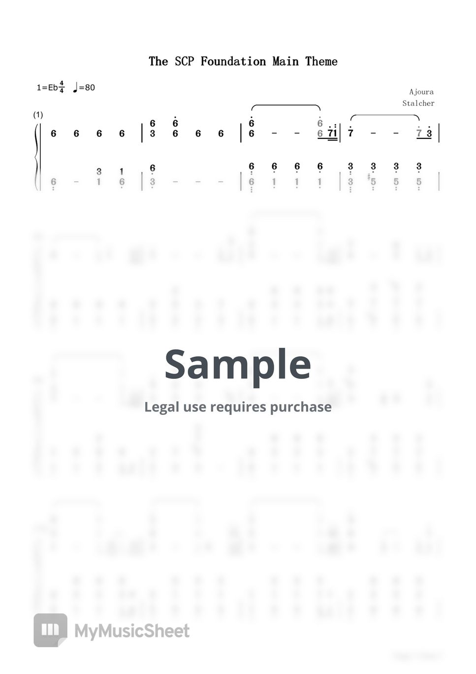 Ajoura - The SCP Foundation Main Theme (简谱) Sheet Music by Shinian