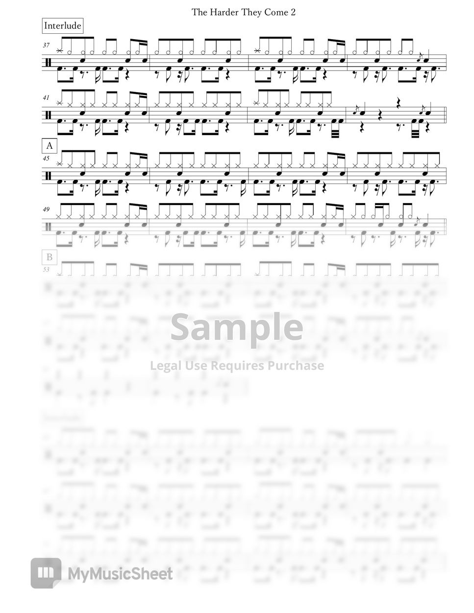 Stevie Salas - The Harder They Come Sheets by Arkadia Drums