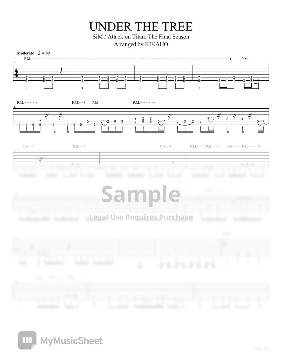 SiM - UNDER THE TREE Sheet Music by KIKAHO