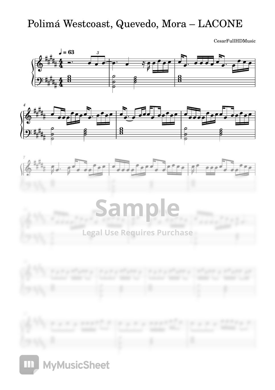 Polimá Westcoast & Quevedo & Mora - LACONE Sheet Music