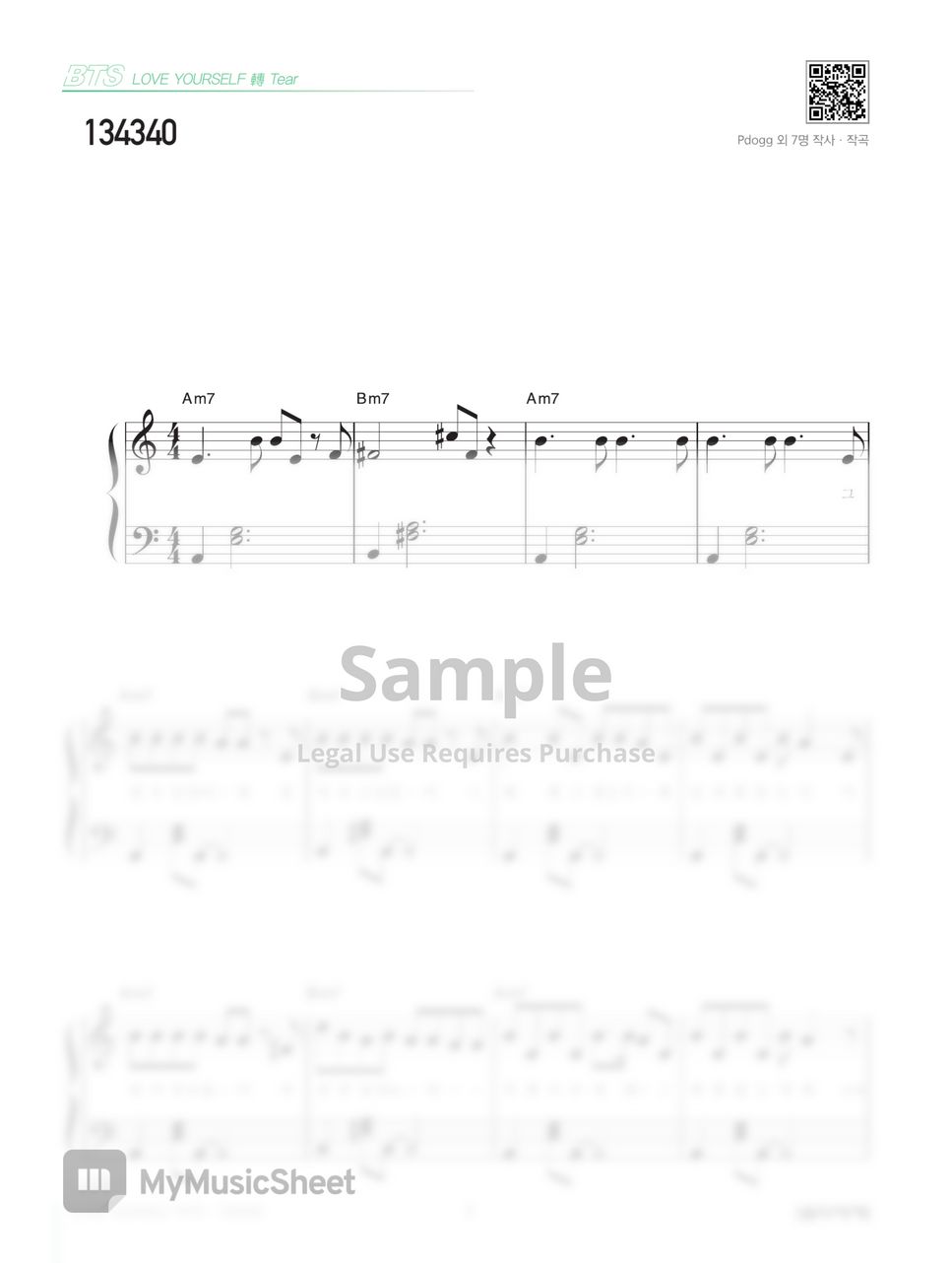 방탄소년단(BTS) - 134340 (음악세계) Sheets