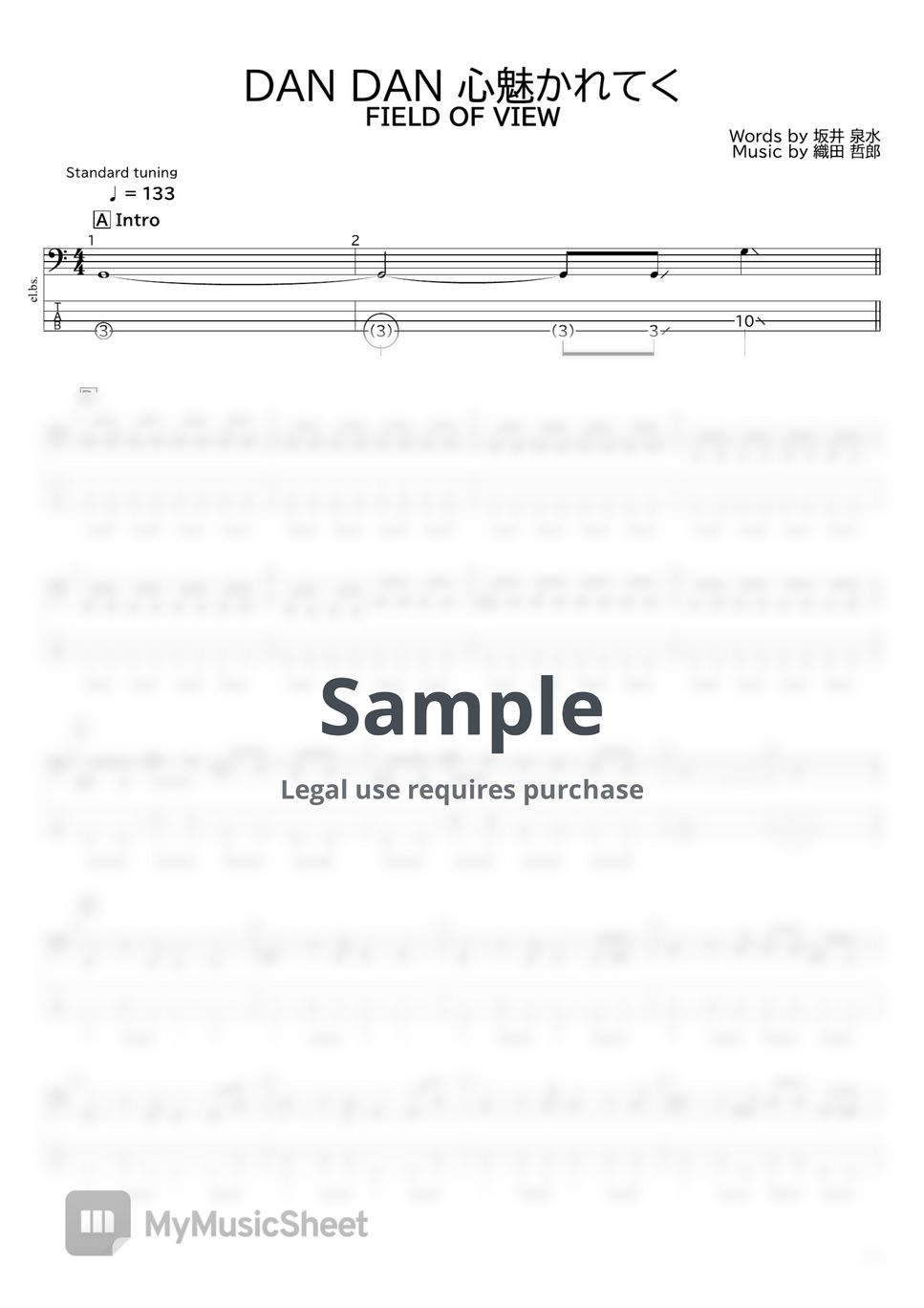 FIELD OF VIEW - DAN DAN 心魅かれてく Lembar Musik by たぶべー＠財布に優しいベース楽譜屋さん（BASS ...