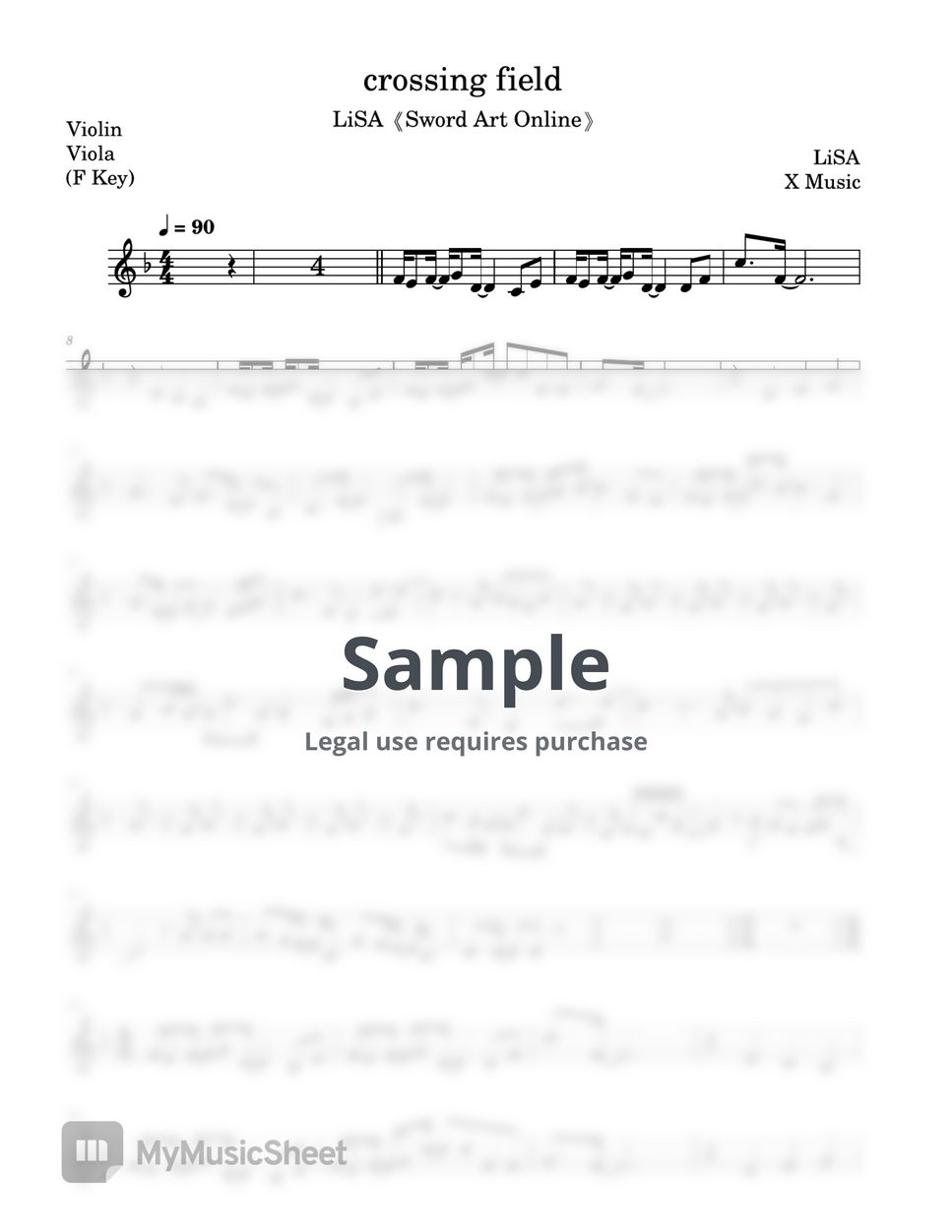 LiSA - crossing field (SAO/F.C Key/附伴奏連結(With Karaoke Links)/含簡譜) 악보 by ...