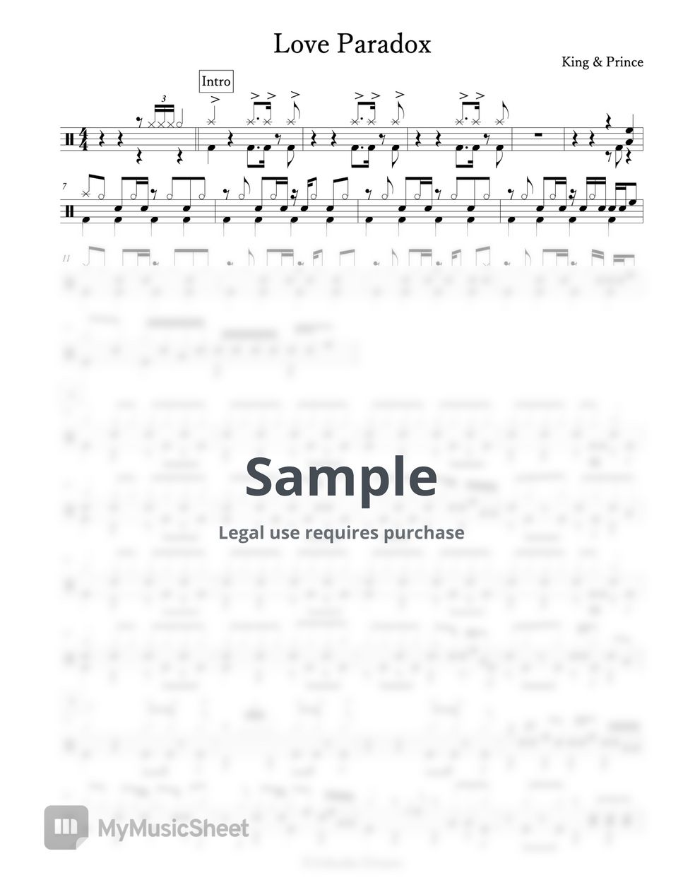King & Prince - Love Paradox 악보 by Arkadia Drums