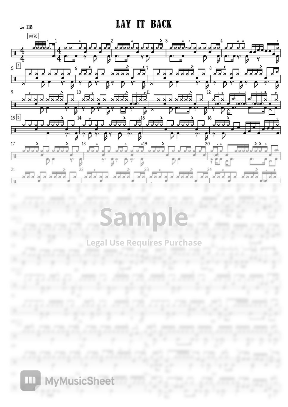 paul jackson jr - lay it back (폴 잭슨 주니어/ lay it back 드럼 악보입니다) Sheet ...