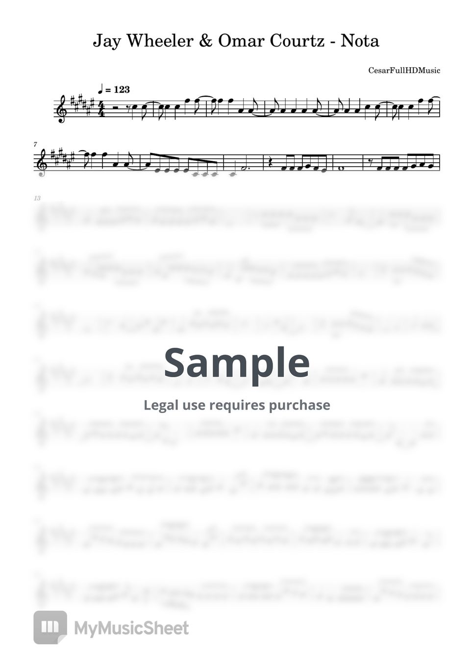 Jay Wheeler & Omar Courtz - Nota Sheet Music