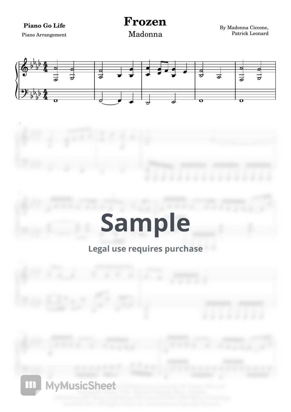 Madonna - Frozen 乐谱 by Piano Go Life