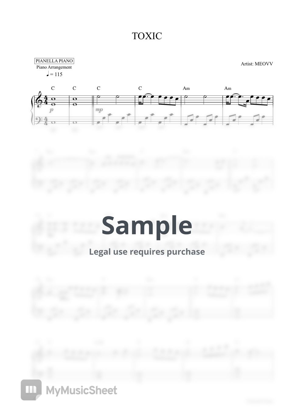 MEOVV - TOXIC (Piano Sheet) Sheets by Pianella Piano
