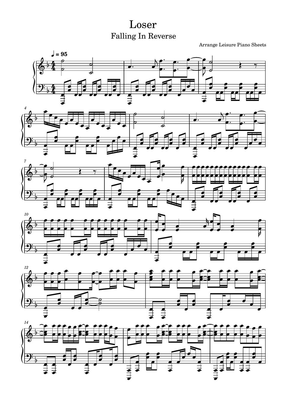 Falling In Reverse - Loser Sheet by Leisure Piano Sheets