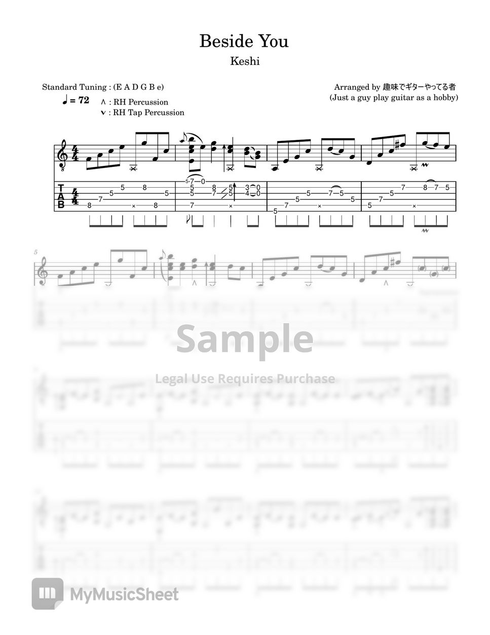 Keshi - Beside You 악보 by 趣味でギターやってる者