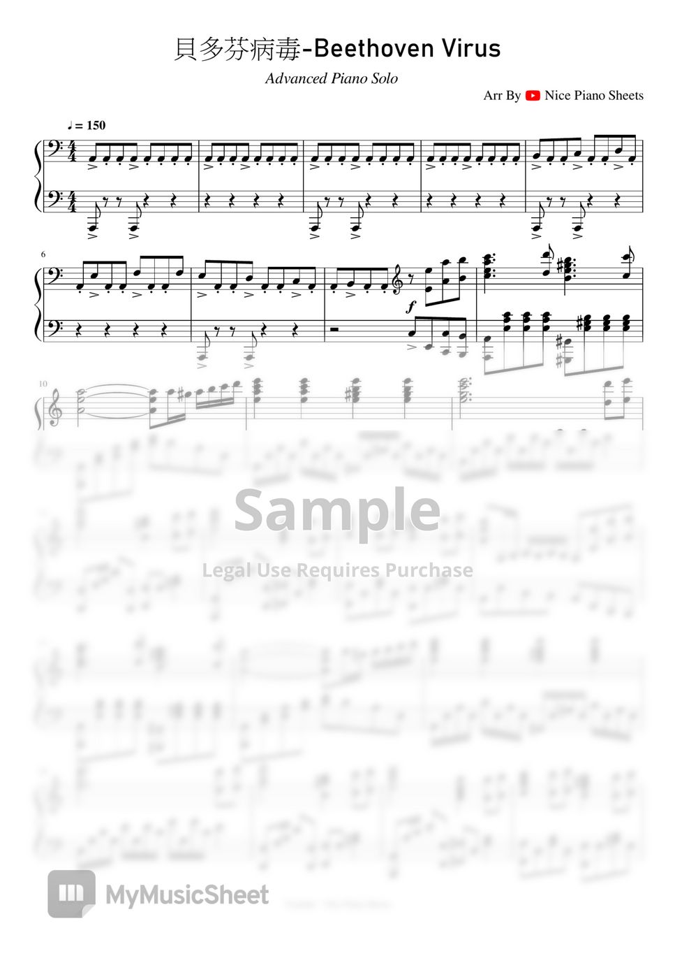 Nicepianosheets - 《Beethoven Virus 貝多芬病毒》 Sheet Music by Nicepianosheet
