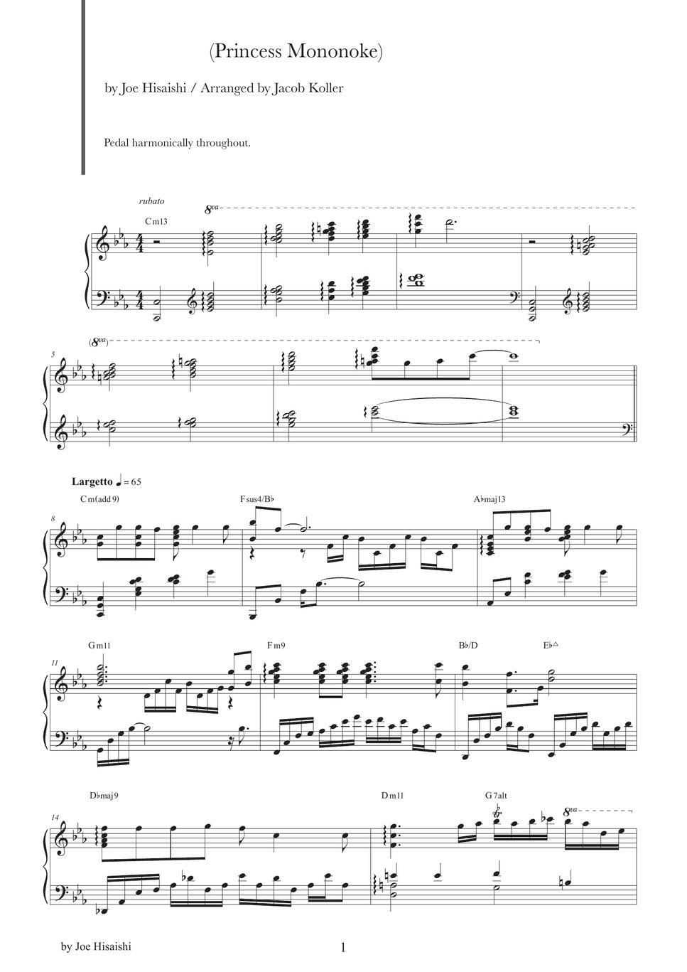 Hisaishi Joe - Princess Mononoke Partition musicale by Jacob Koller