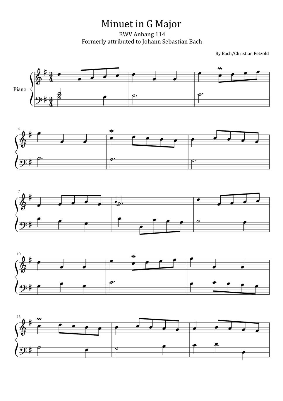 Bach/Christian Petzold - Minuet in G Major (BWV Anhang 114 - Formerly ...