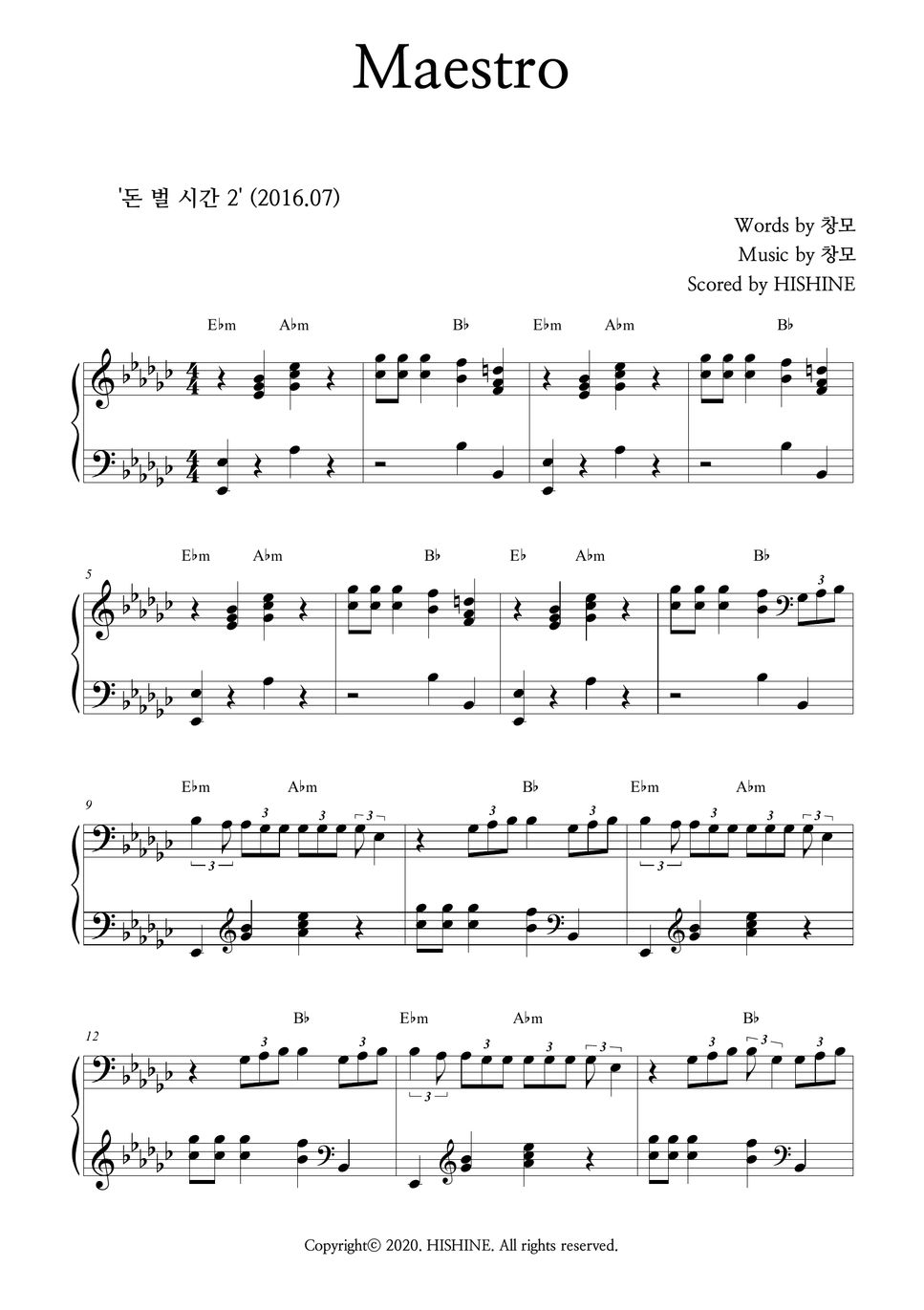 CHANGMO - Maestro Sheet by HISHINE