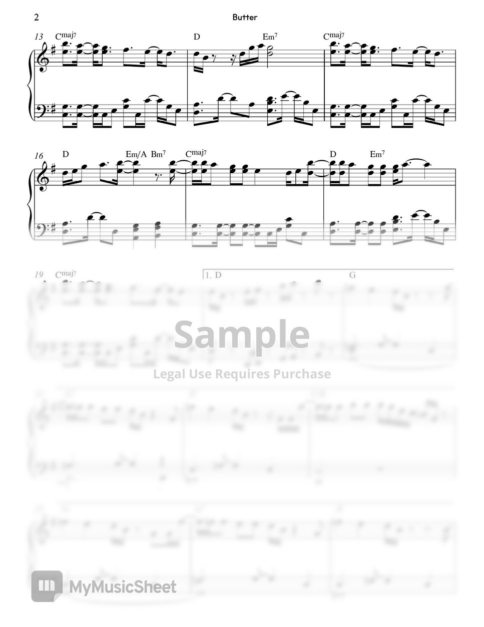 방탄소년단 (BTS) - Butter (Transpose key) Sheets by Gloria L.