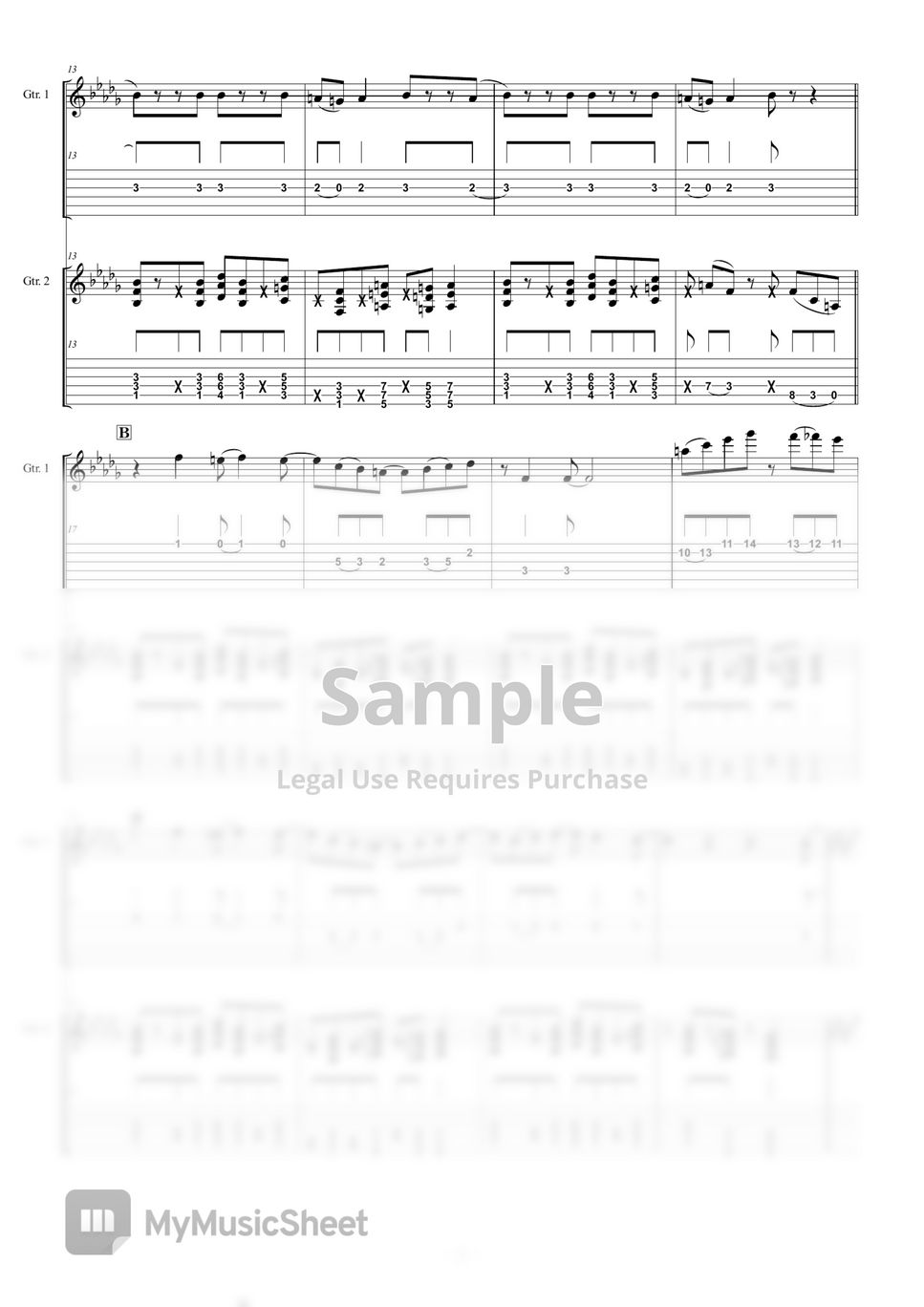 米津玄師 - 【ギターデュオTAB譜】KICK BACK Sheet Music by shidome