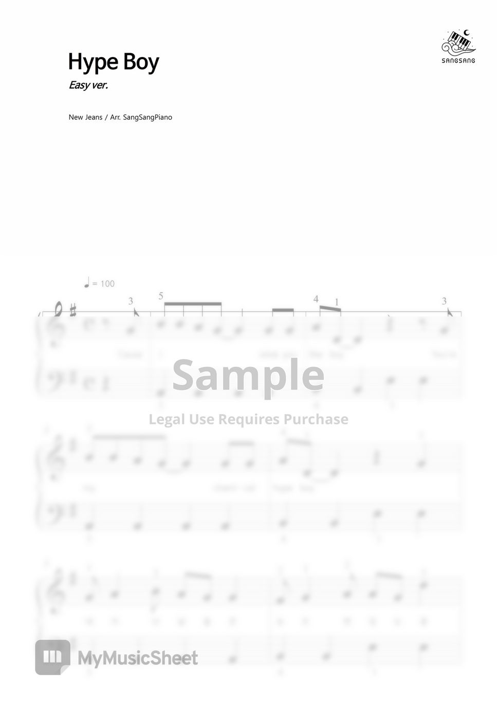 뉴진스 (NewJeans) - Hype Boy (짧고 쉬운 악보) Sheets by 상상피아노