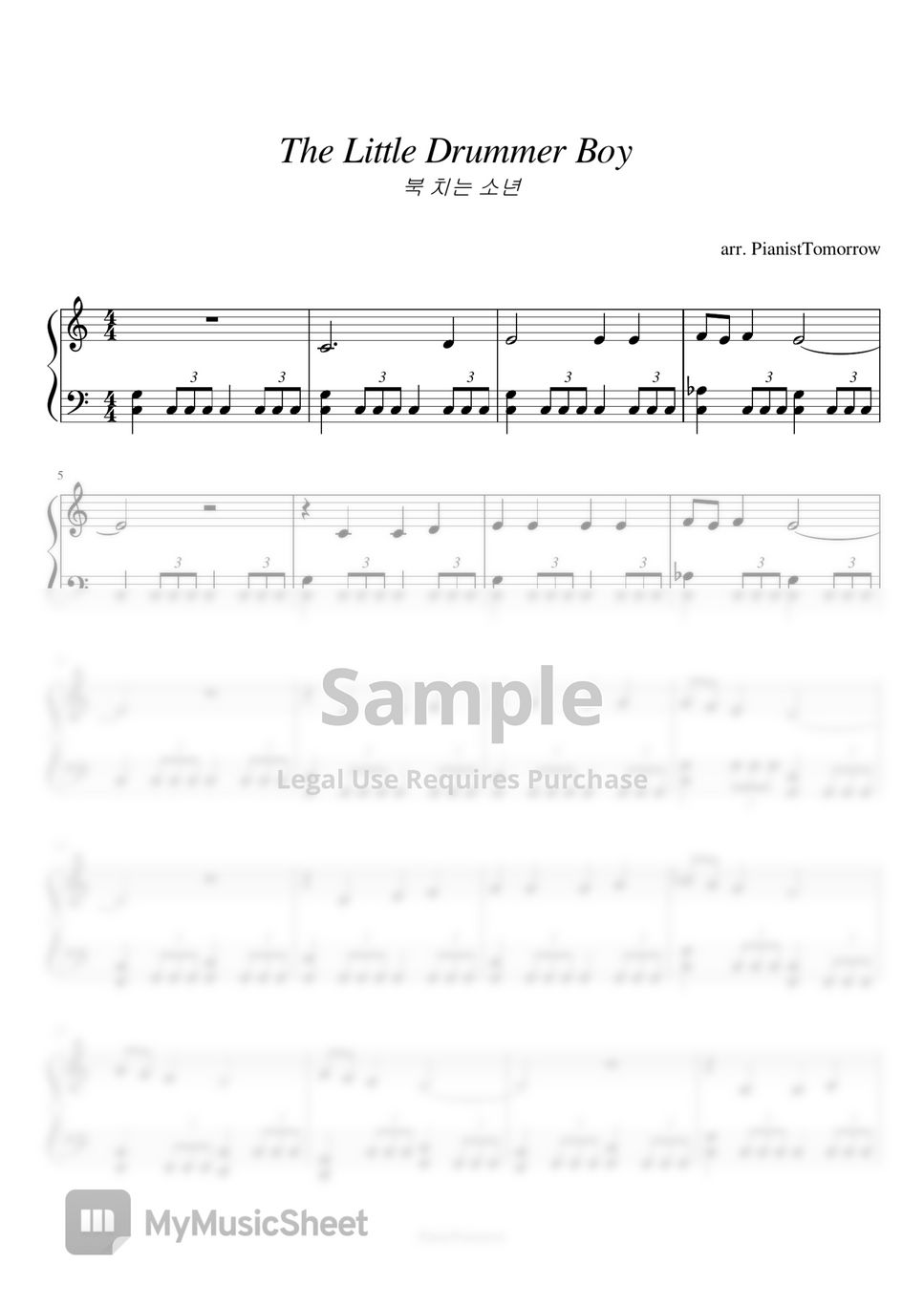 Christmas Song - The Little Drummer Boy (Christmas Carol) 악보 by ...