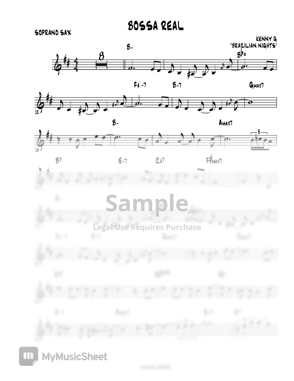 Kenny G - Bossa Real Sheets by Ismael Dorado