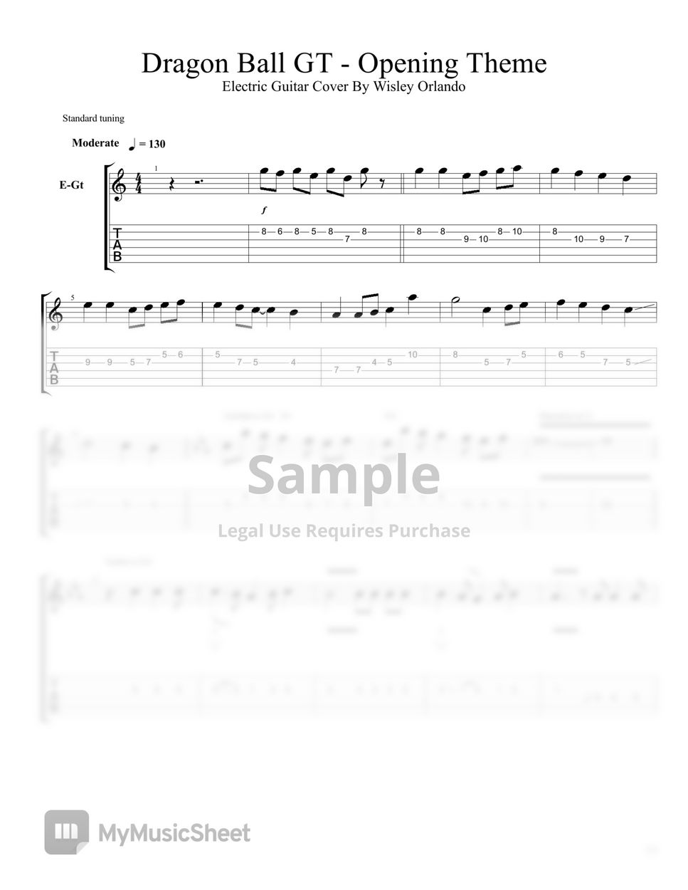 Dragon Ball GT - Opening Theme By Wisley Orlando Sheet Music