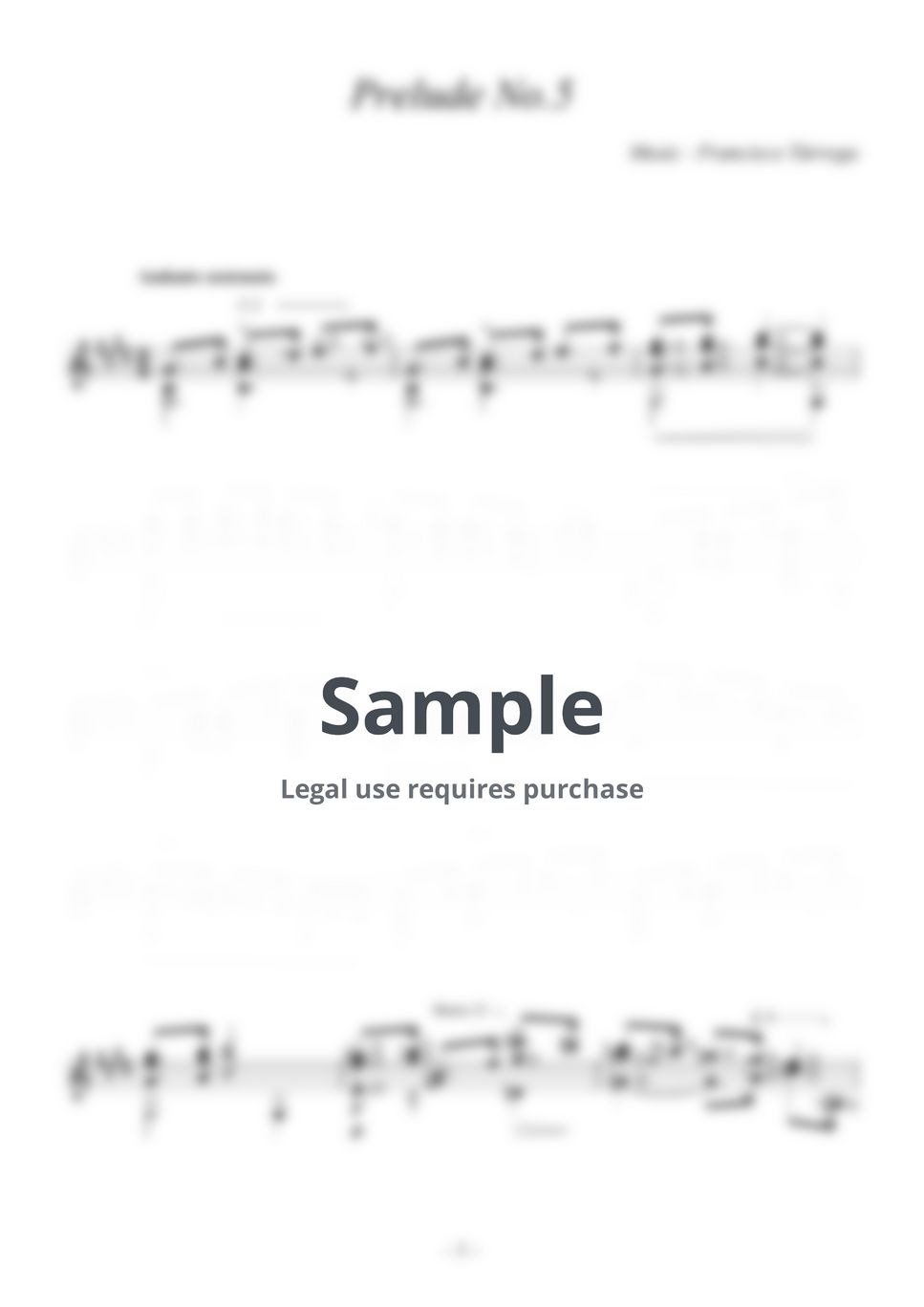 Francisco Tárrega - Prelude No.5 악보 by GEOPHONIC