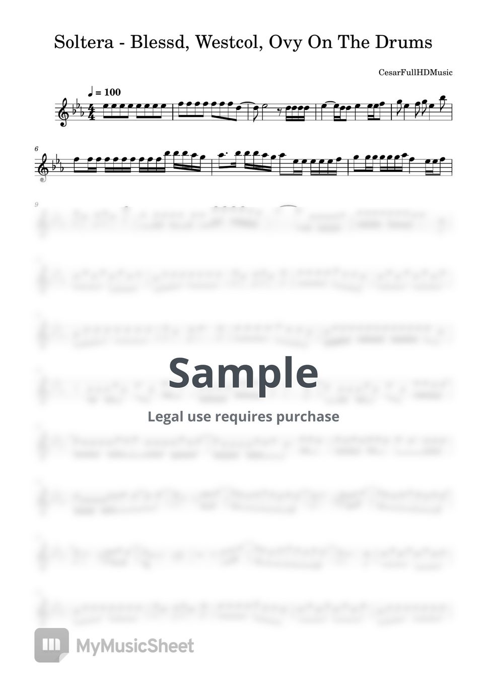 Blessd, Westcol, Ovy On The Drums - Soltera 악보