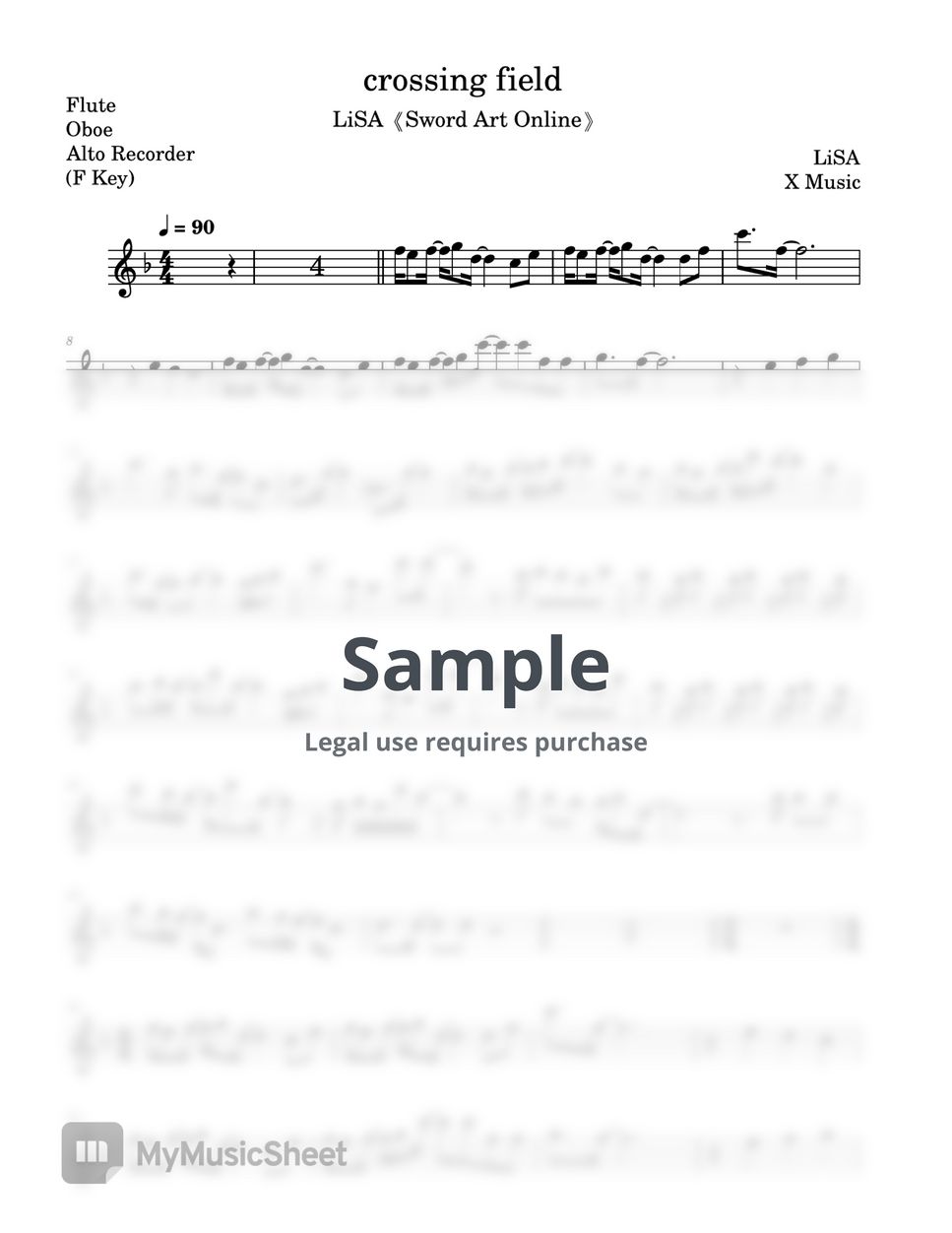 LiSA - crossing field (SAO/F.C Key/附伴奏連結(With Karaoke Links)/含簡譜/含直笛 ...