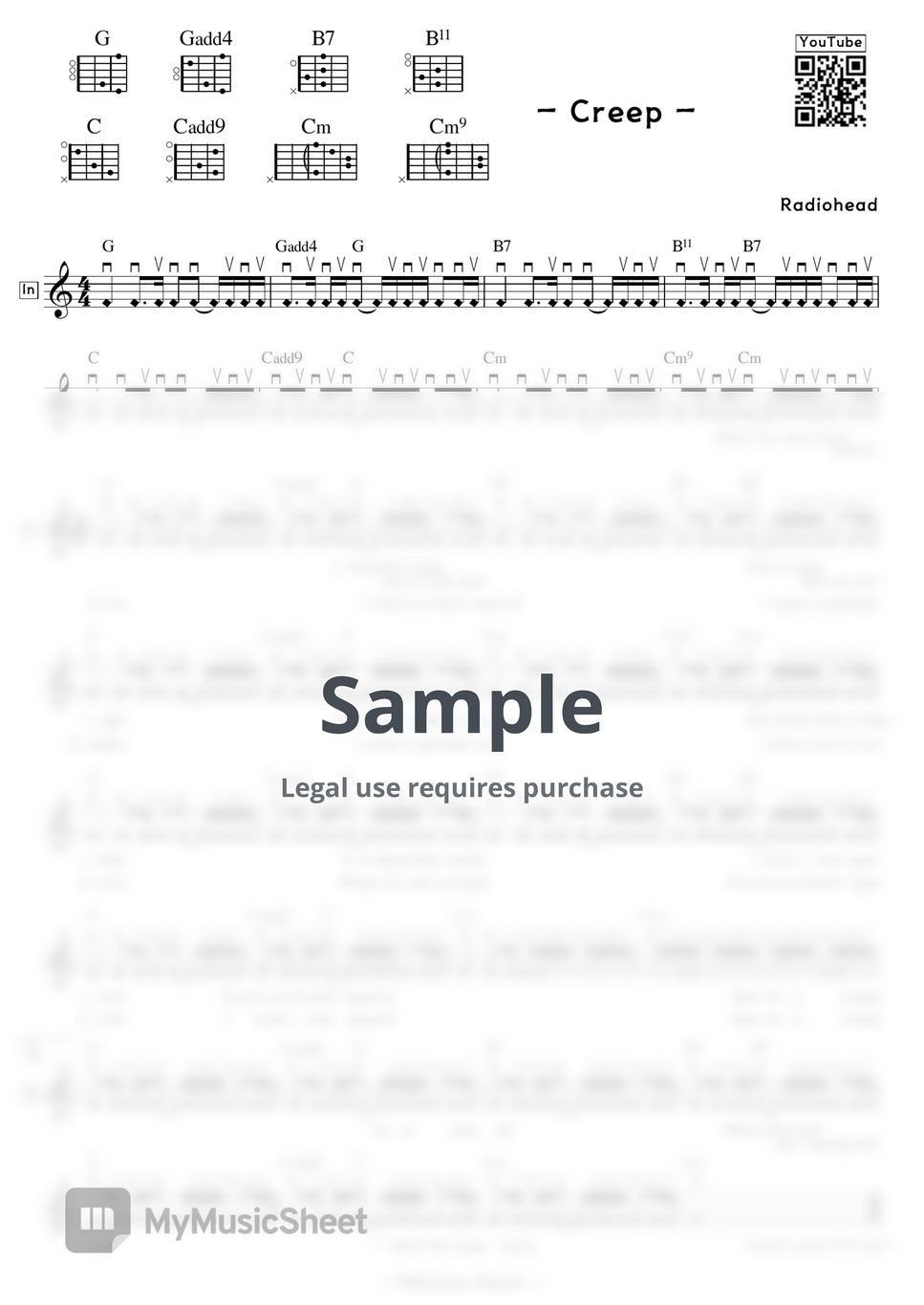 Radiohead - Creep 악보 by Delicious Guitar