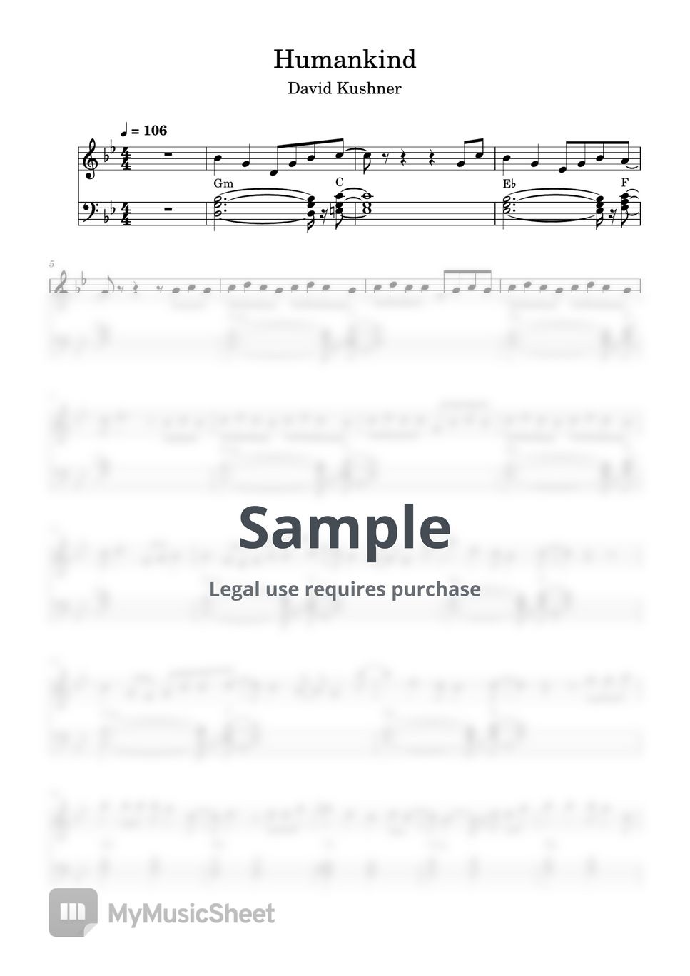 David Kushner - Humankind Sheet Music by Will Adagio