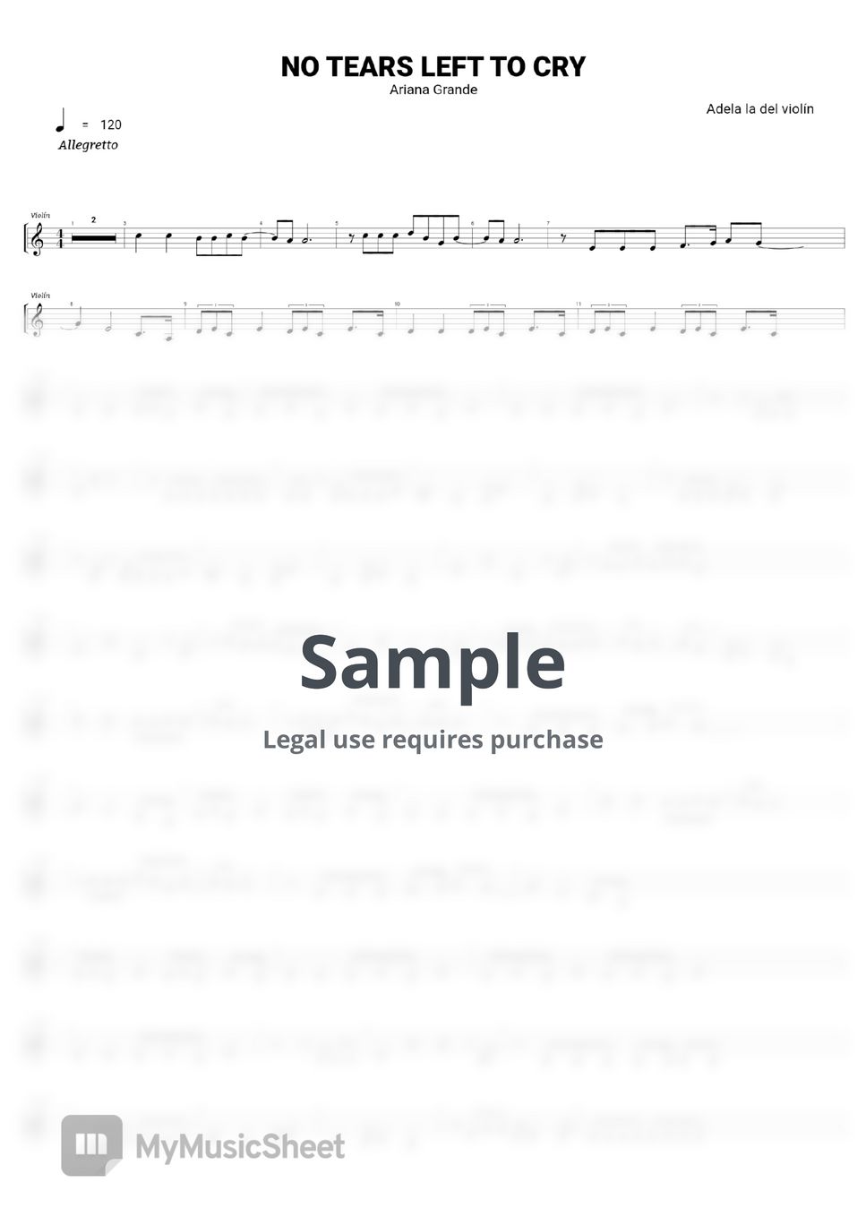 ARIANA GRANDE - NO TEARS LEFT TO CRY Sheets by Adela la del violin